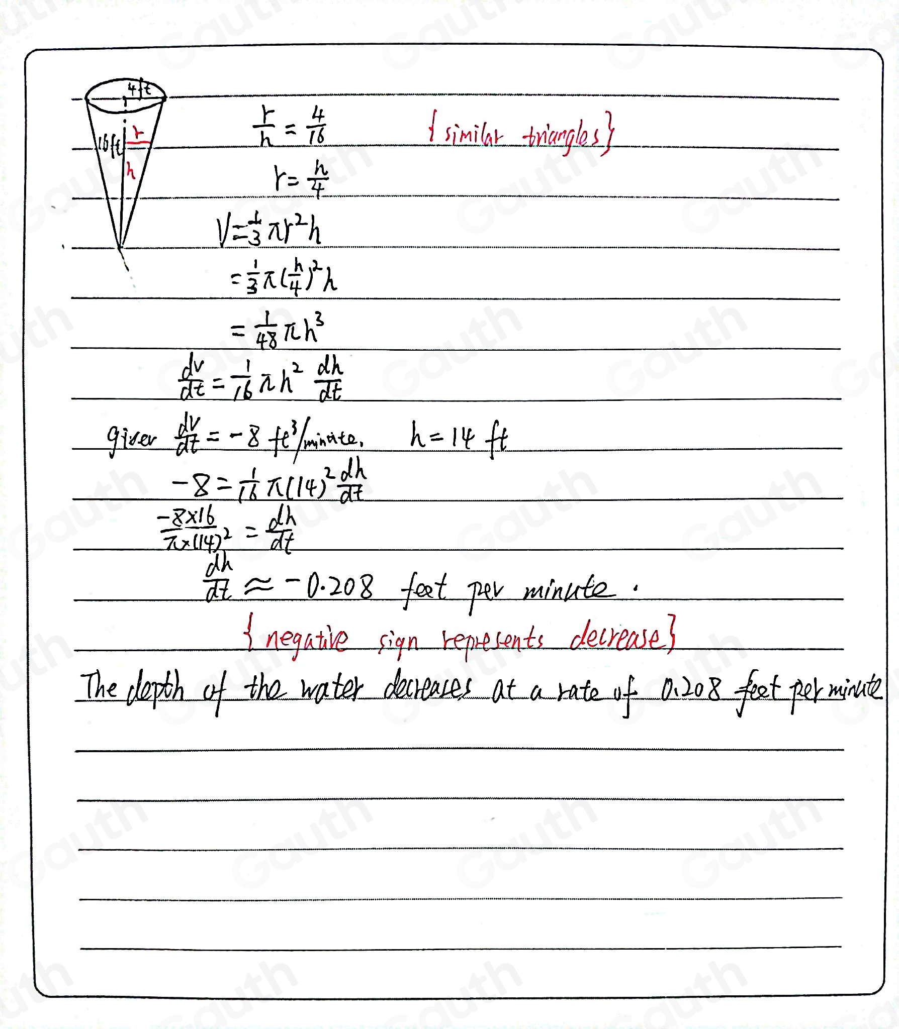 Solved: Consider a tank in the shape of an inverted right circular cone ...
