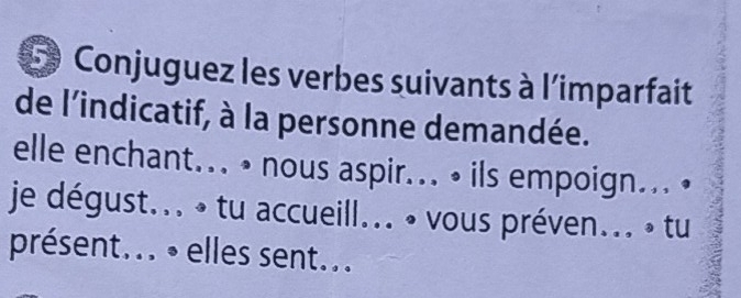 Résolu :Conjuguez les verbes suivants à l'imparfait de l'indicatif, à ...