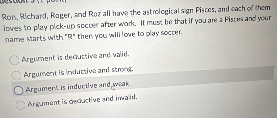 Solved: stion 5 1 o m Ron, Richard, Roger, and Roz all have the ...