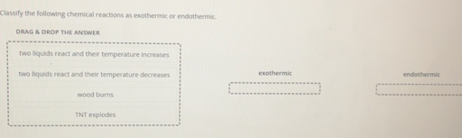 Solved: Classify the following chemical reactions as exothermic or ...