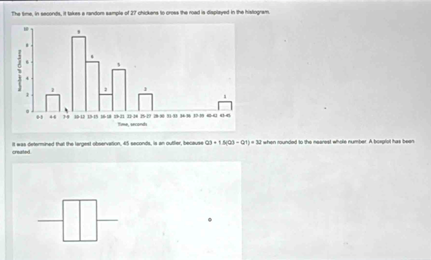 Solved: The time, in seconds, it takes a random sample of 27 chickens ...