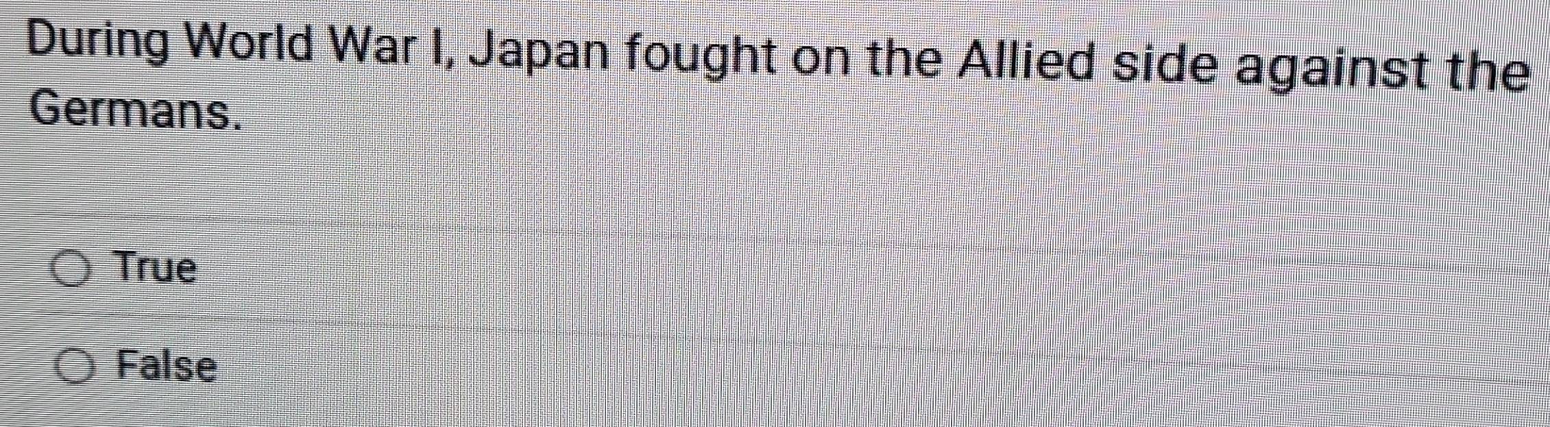Solved: During World War I, Japan fought on the Allied side against the ...