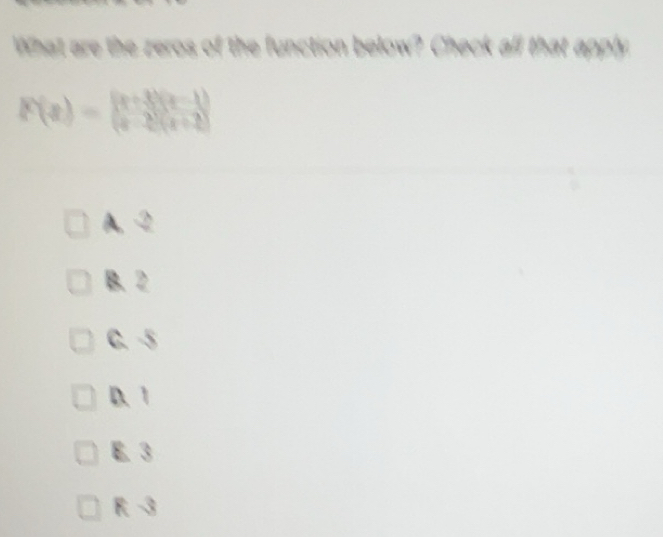 Solved: What are the zeros of the function below? Check all that apply ...