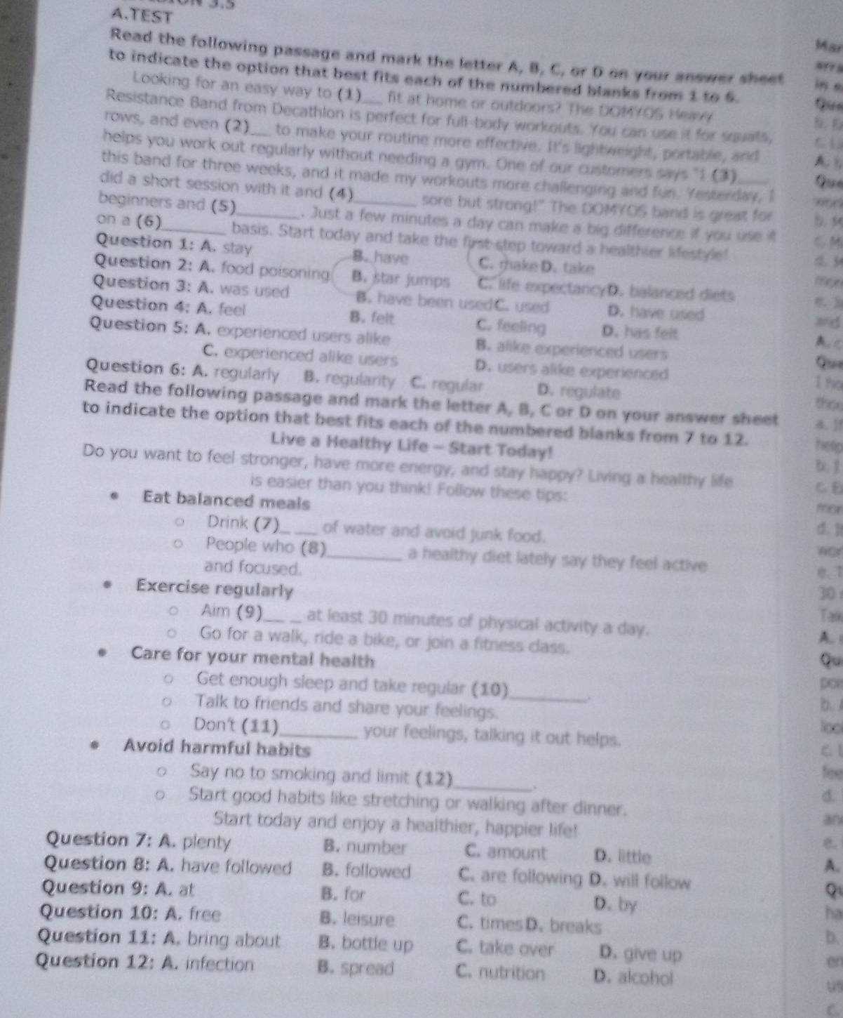 Giải quyết:TEST Mar Read the following passage and mark the letter A, B ...