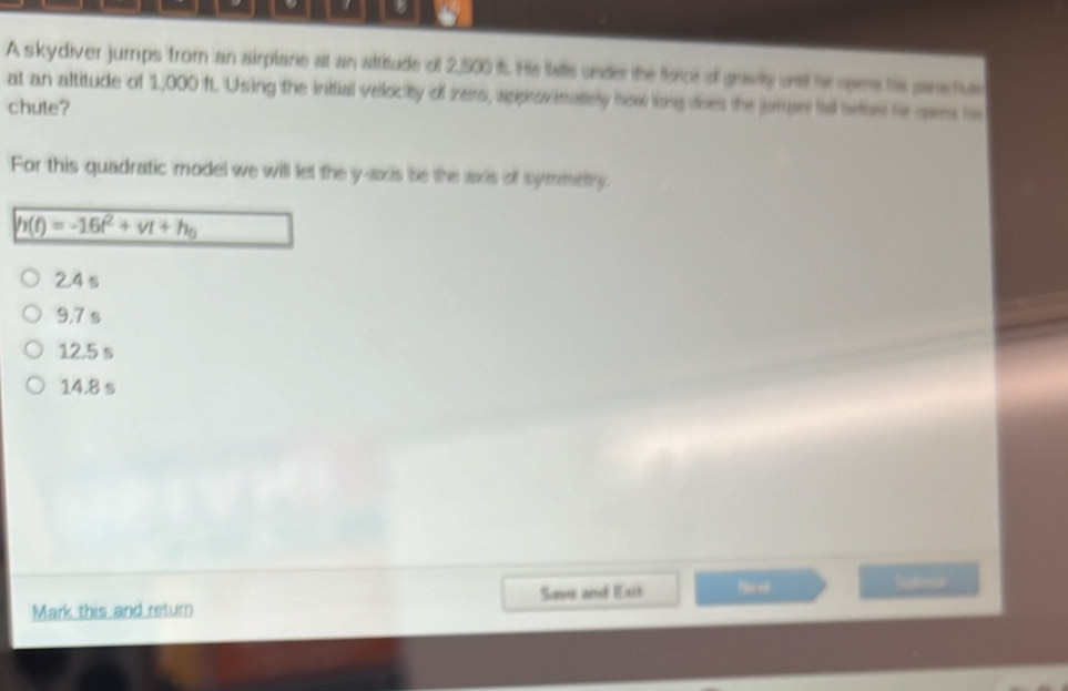 Solved: A skydiver jumps from an airplane at an attitude of 2,500 ft ...