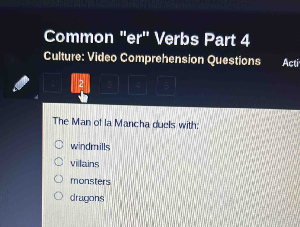 Solved: Common "er" Verbs Part 4 Culture: Video Comprehension Questions ...
