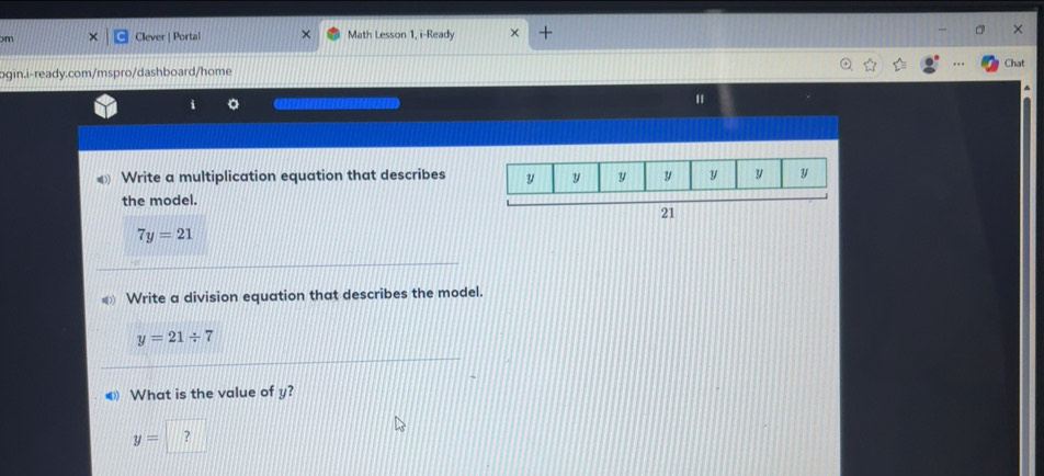 Gelöst:Clever | Portal Math Lesson 1, i-Ready ogin.i-ready.com/mspro ...