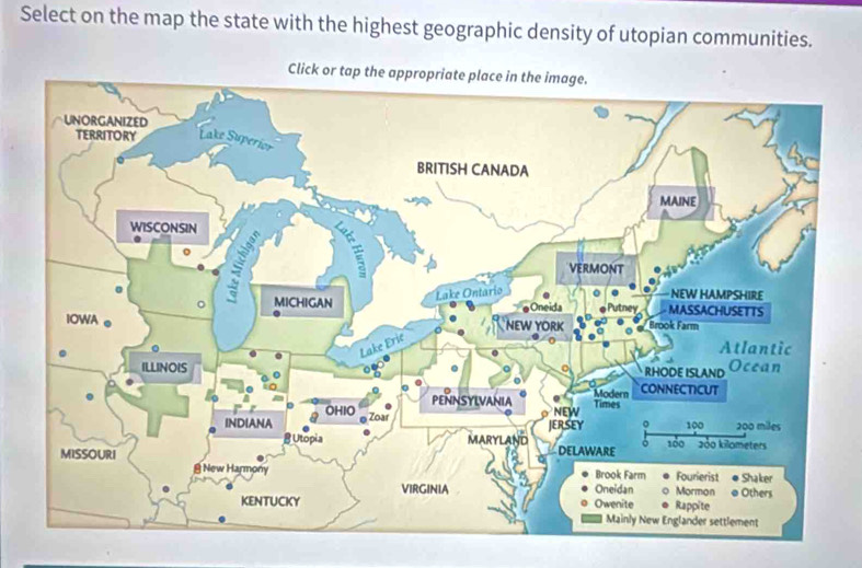 Solved: Select on the map the state with the highest geographic density ...