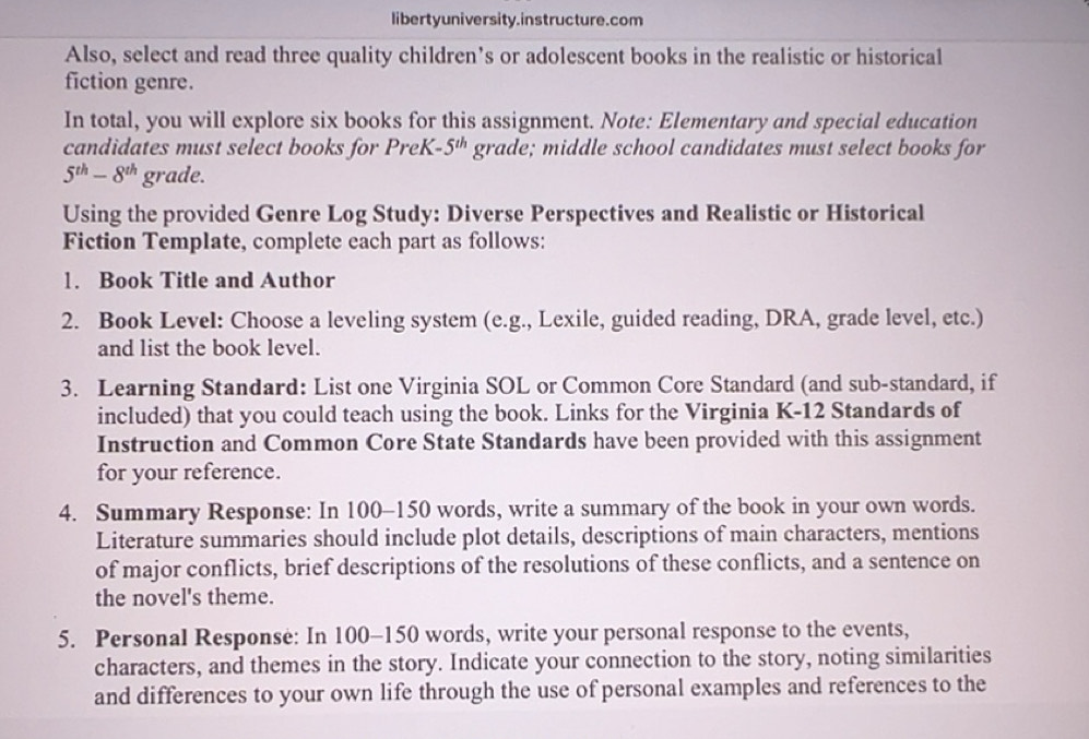 Solved: libertyuniversity.instructure.com Also, select and read three ...