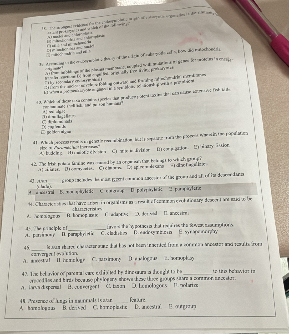 Solved: The strongest evidence for the endosymbiotic origin of ...