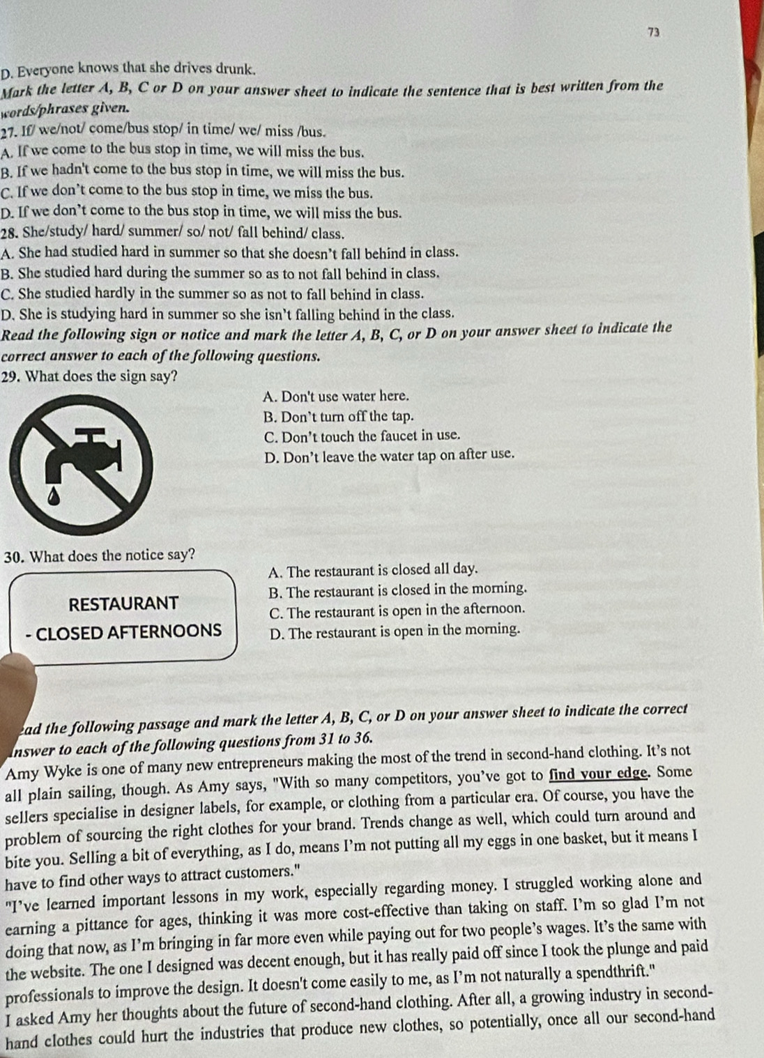 Giải quyết:Everyone knows that she drives drunk. Mark the letter A, B ...