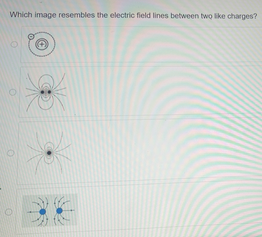 Solved: Which image resembles the electric field lines between two like ...