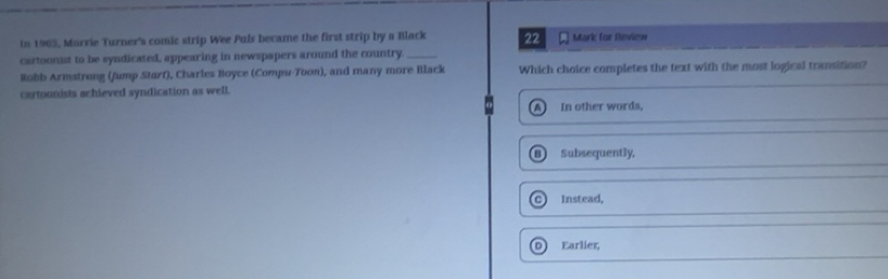 Solved: in 1965, Morrie Turner's comic strip Wee Pals became the first ...