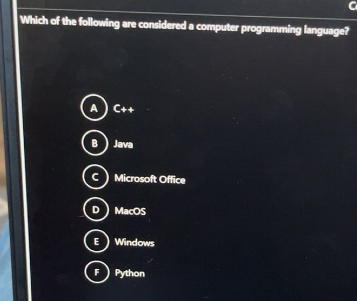 Solved: Which of the following are considered a computer programming ...