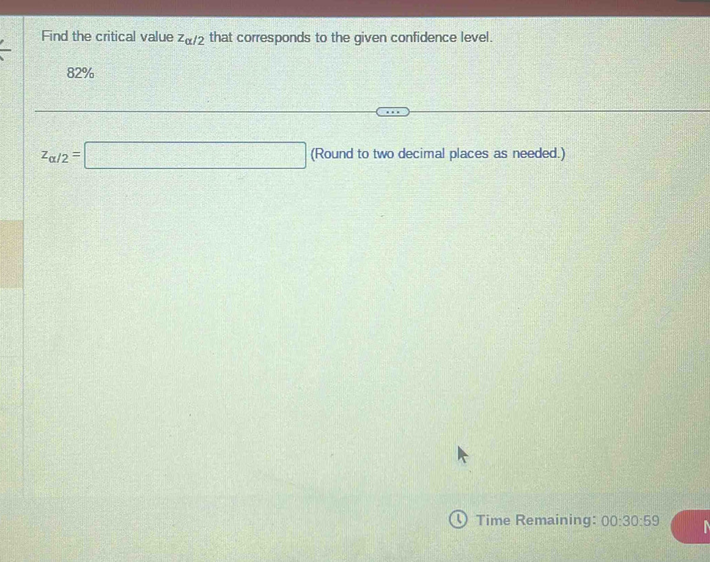 Solved: Find the critical value z_alpha /2 that corresponds to the ...