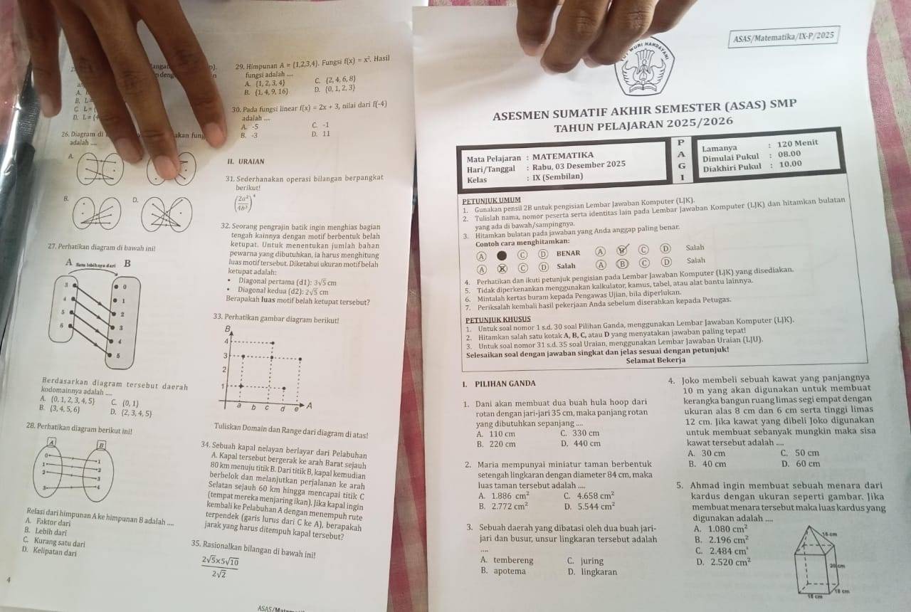 Telah dijawab:ASAS/Matematika/IX-P/2025 29. Himpunan A= 1,2,3, 4). F ...