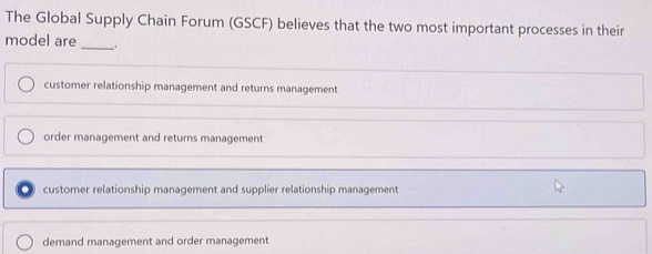 Solved: The Global Supply Chain Forum (GSCF) believes that the two most ...