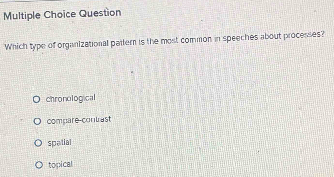 Solved: Question Which type of organizational pattern is the most ...
