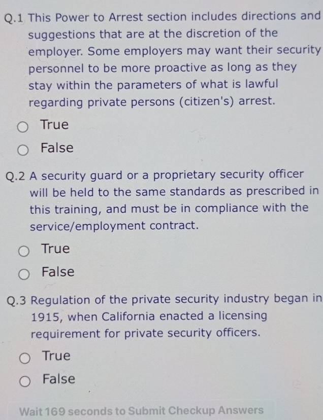 Solved: This Power to Arrest section includes directions and ...