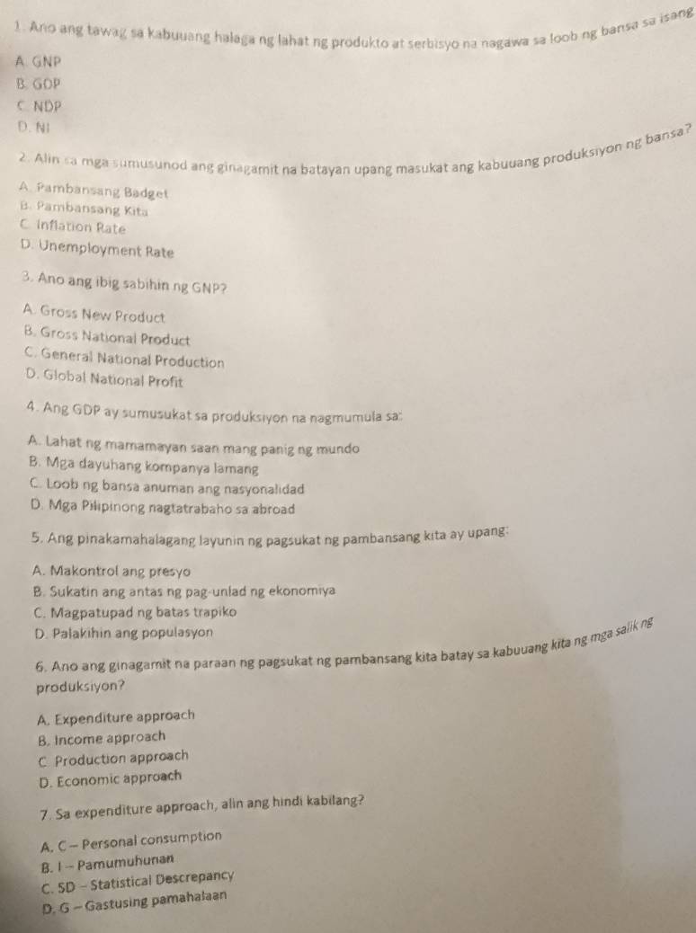 Solved: Ano ang tawag sa kabuuang halaga ng lahat ng produkto at ...