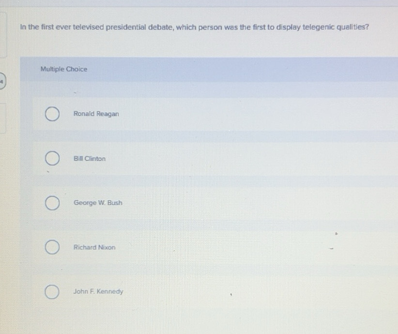 Solved: In the first ever televised presidential debate, which person ...