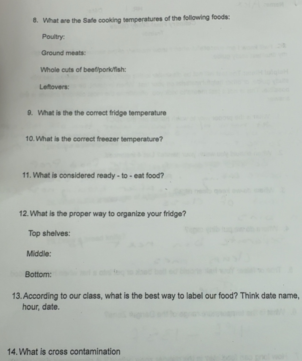 Gelöst:What are the Safe cooking temperatures of the following foods ...