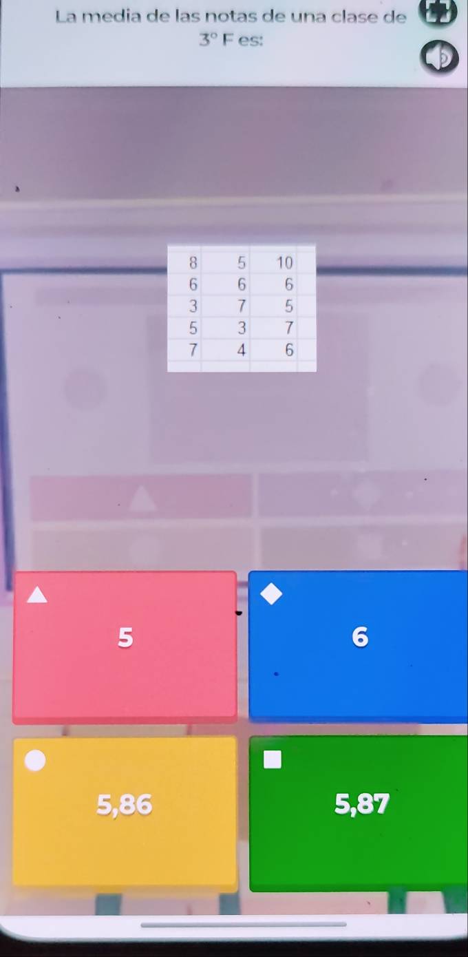 Resuelto:La media de las notas de una clase de 3° F es: 5 6 5,86 5,87