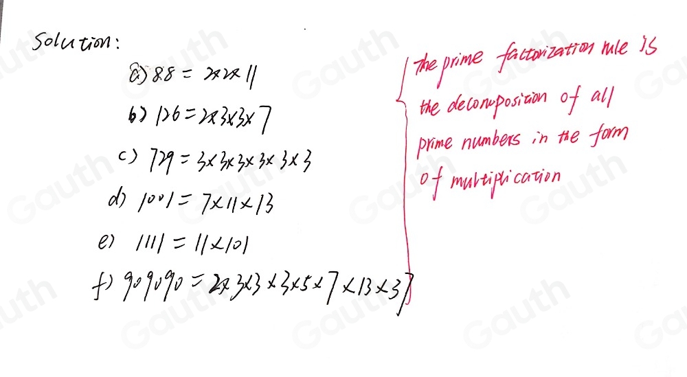 Solved: Find the prime factorization of each of these integers a)88 b ...