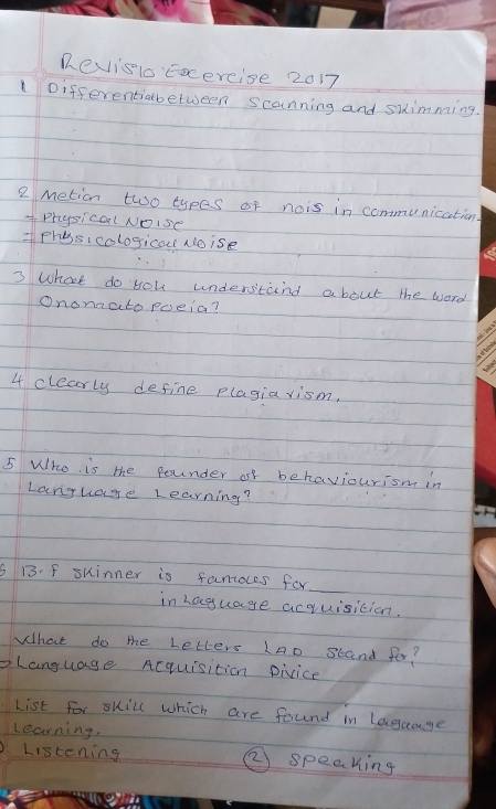 Solved: Revisio Exereise 2017 1Differentiabetween Scanning and suimming ...