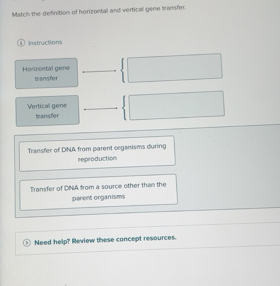 Solved: Match the definition of horizontal and vertical gene transfer ...