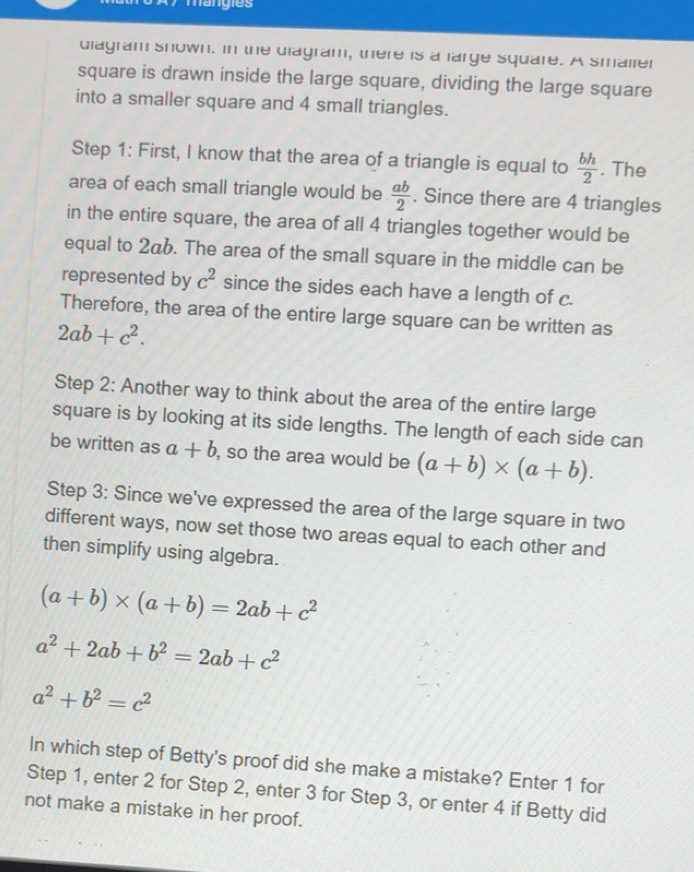 Solved: diagram snown. In the diagram, there is a large square. A ...