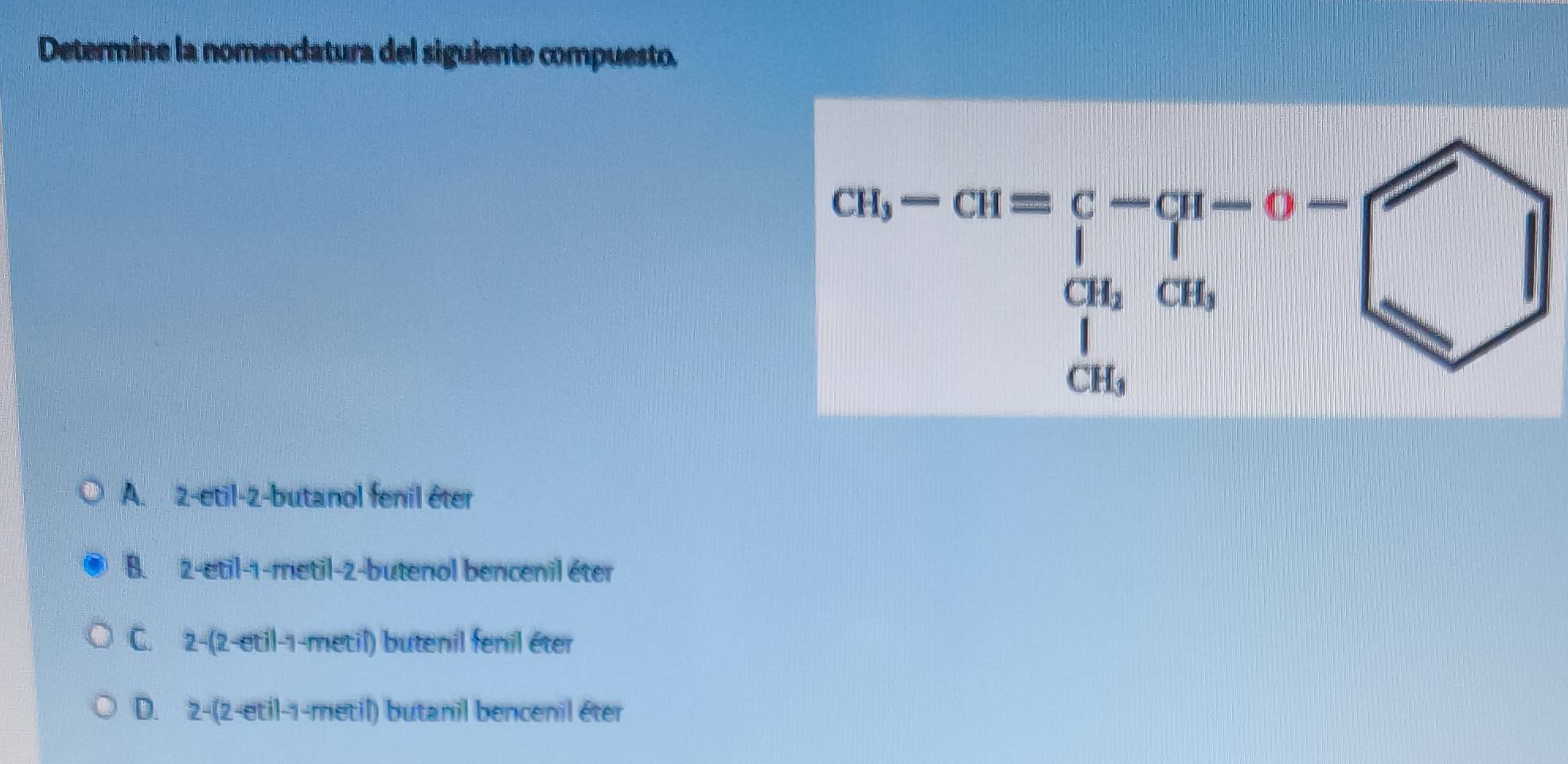 Resuelto:Determine la nomenciatura del siguiente compuesto. cu,-cu= / A ...