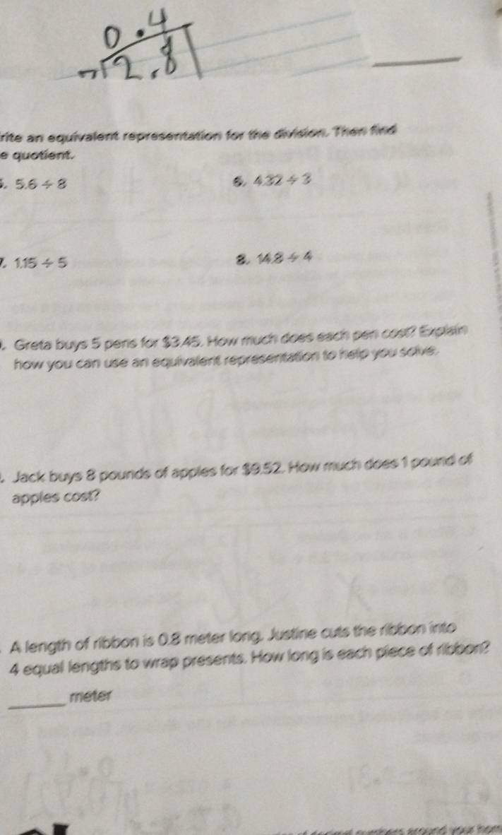 Solved: trite an equivalent representation for the division. Then find ...