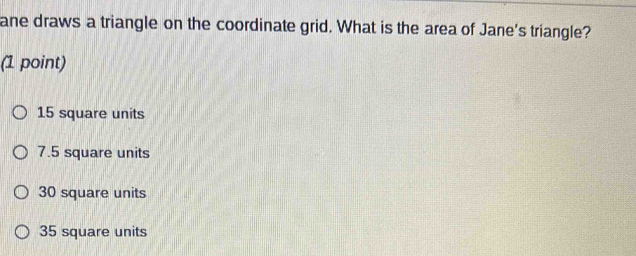 Solved: ane draws a triangle on the coordinate grid. What is the area ...