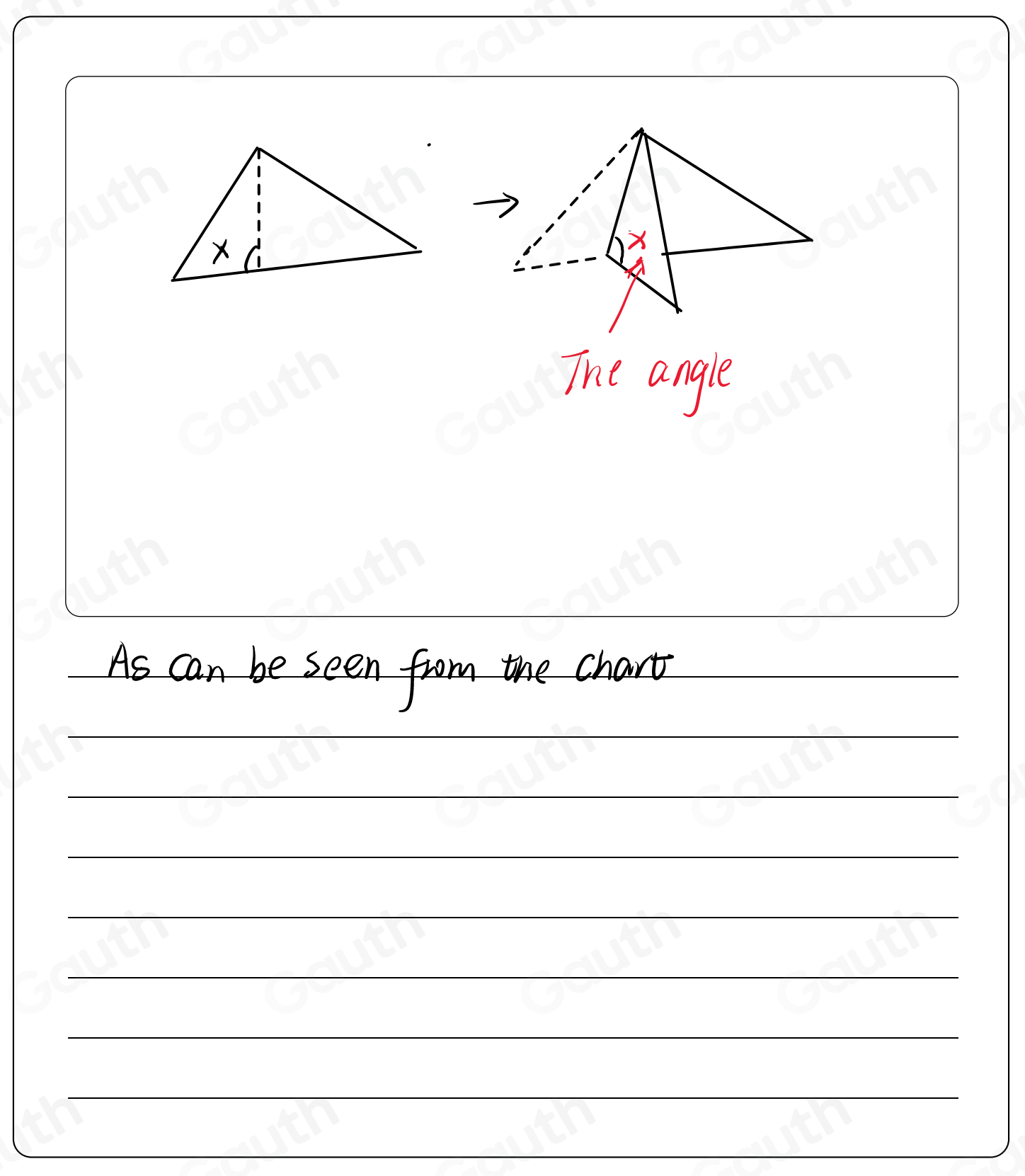 Solved: A piece of paper in the shape of a right-angled isosceles ...