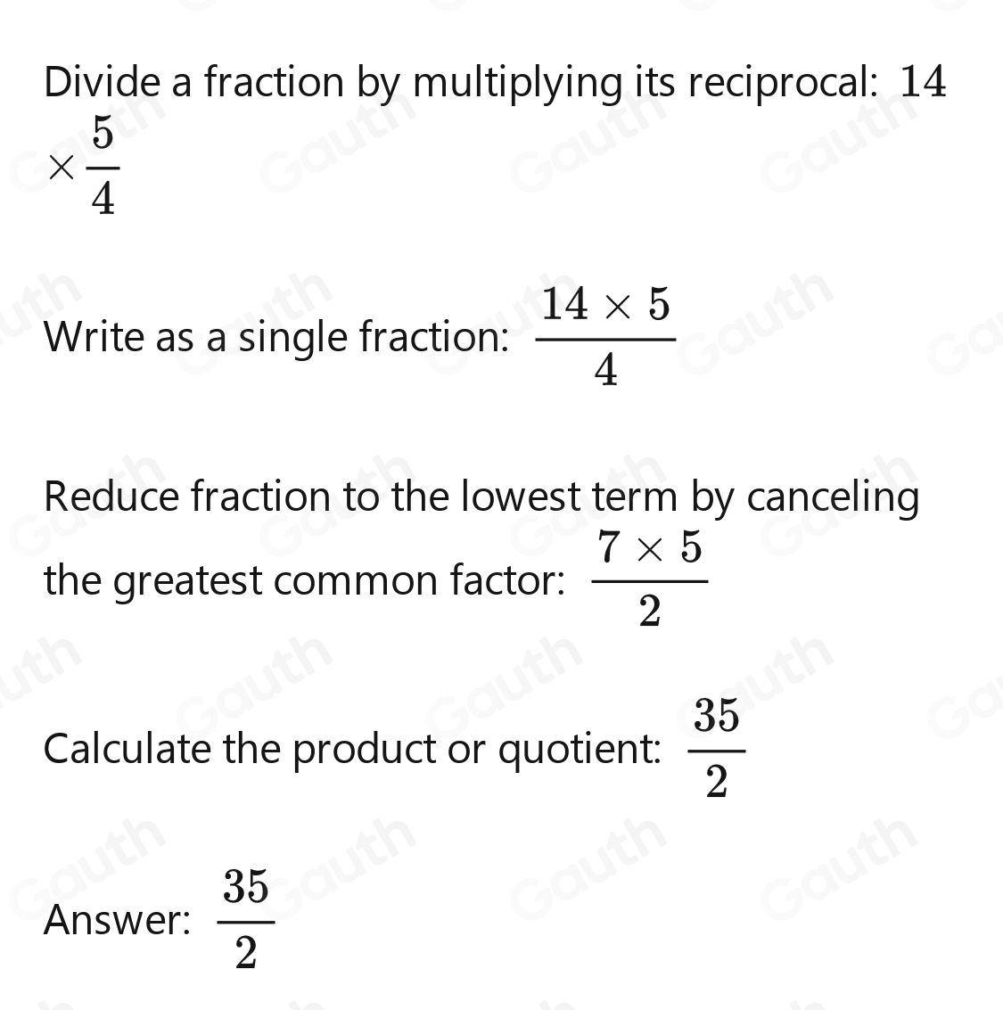 Solved: What is 14/ 4/5 ？ Give your answer as a fraction in its lowest ...