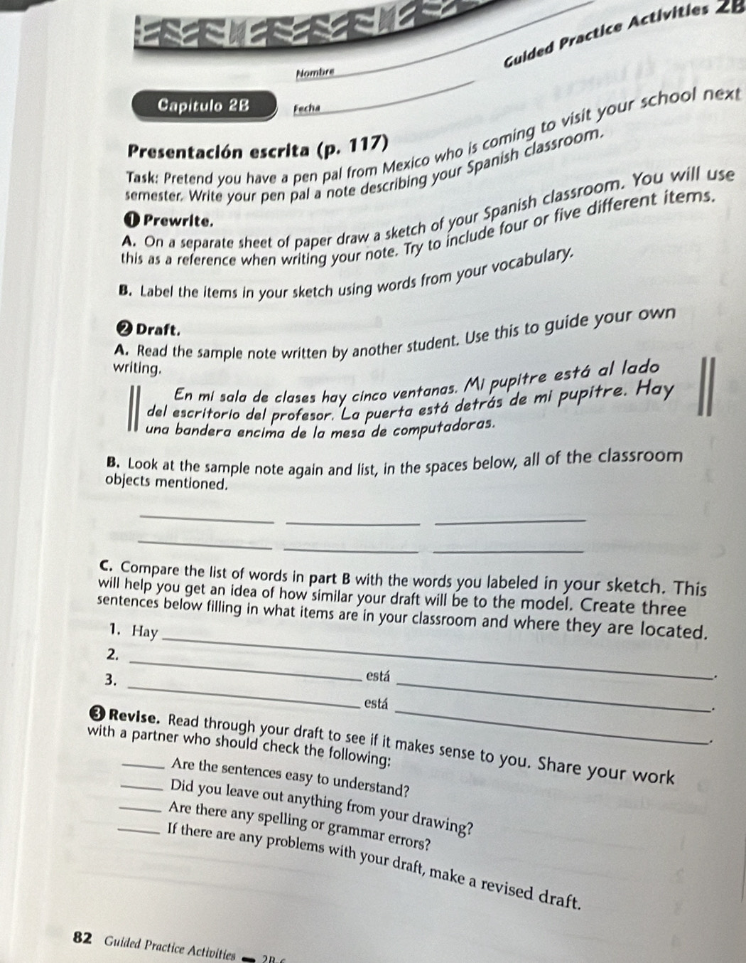 Solved: ETESE Guided Practice Actívities XB Nombre Capítulo 2B Fecha ...