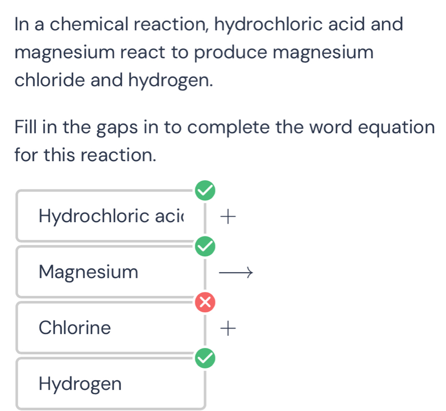 Solved: In a chemical reaction, hydrochloric acid and magnesium react ...