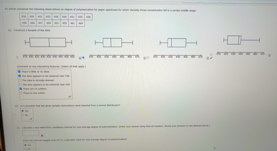 Solved: An article contained the following observations on degree of ...