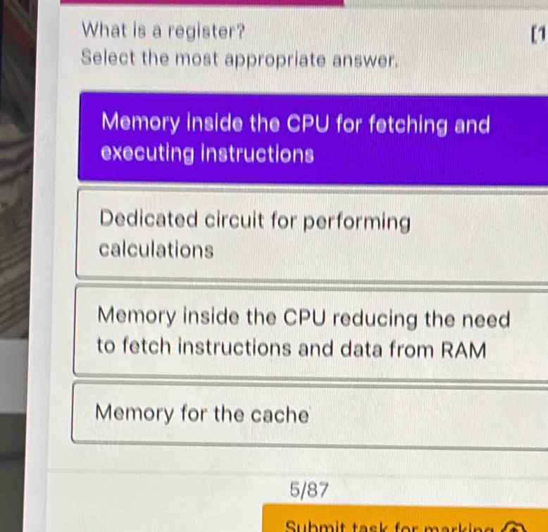 Solved: What is a register? [1 Select the most appropriate answer ...
