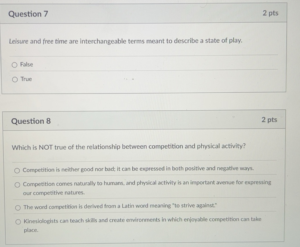 Solved: Leisure and free time are interchangeable terms meant to ...