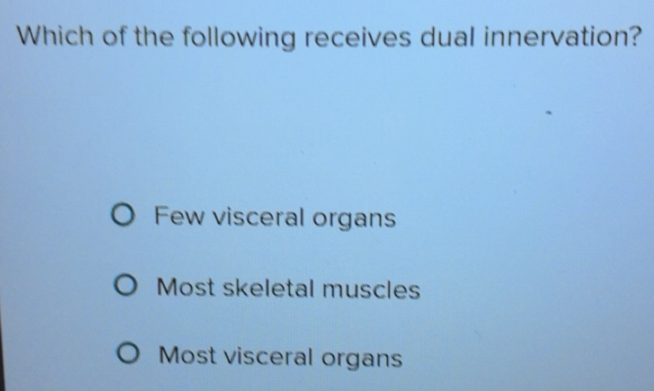Solved: Which of the following receives dual innervation? Few visceral ...