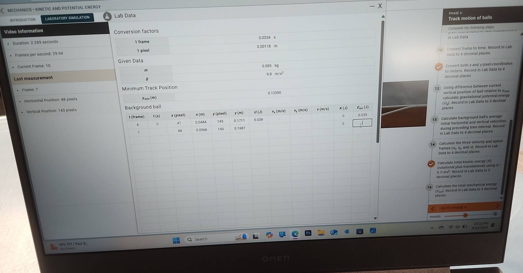 Solved: MECHANICS · KINETIC AND POTENTIAL ENERGY - x INTRODUCTION ...