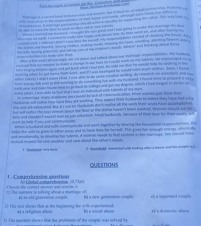 Solved: Tous les sujets et corrigés des Bac Comoriens, sont u https ...