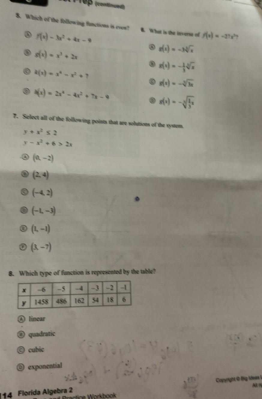 Risolto:(riép (continued) _ 5. Which of the following functions is even ...