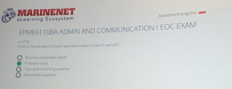 Solved: MARINENET Assessment progress: eLearning Ecosystem EPME6110BA ...