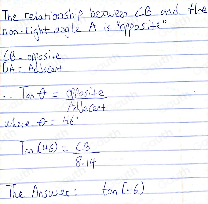 Solved: Apply: Right Triangle Trigonometry Find the length of the leg ...
