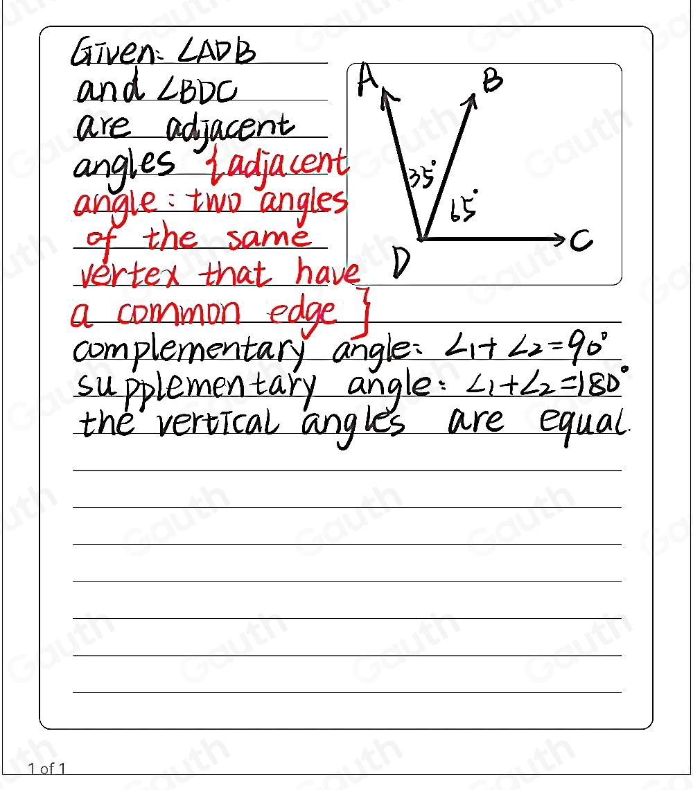 Solved: Describe the pair of angles shown in the figure. A) Adjacent angles B) Vertical angles C ...