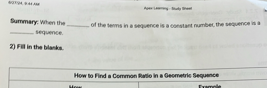 Solved: 6/27/24, 9:44 AM Apex Learning - Study Sheet Summary: When the ...