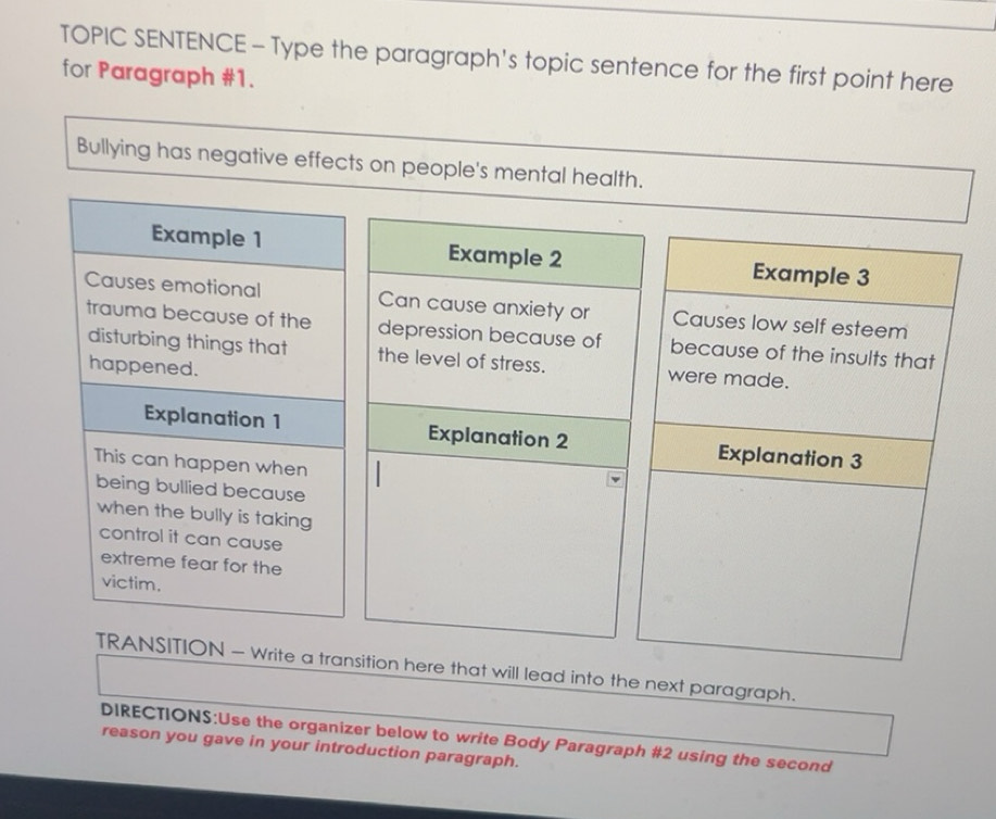 Solved: TOPIC SENTENCE - Type the paragraph's topic sentence for the ...